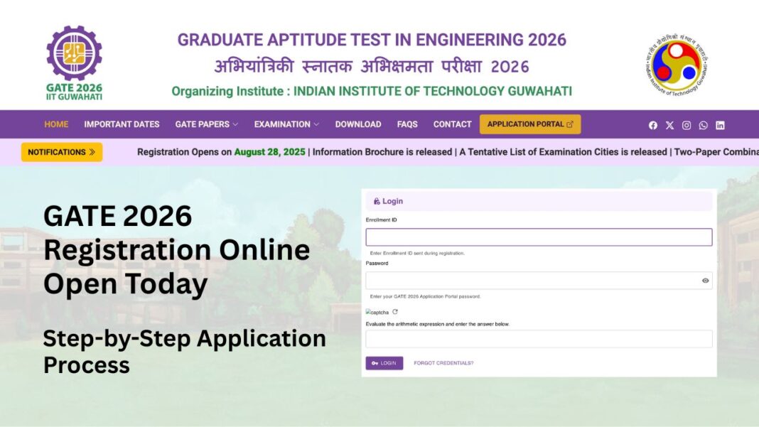 GATE 2026 Registration Online Open at gate2026.iitg.ac.in, Closing ...