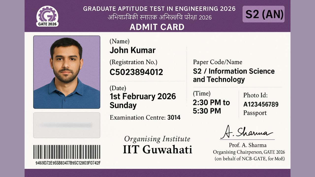 GATE 2026 Admit Card Release Date: Check Steps to Download, Branch-Wise ...